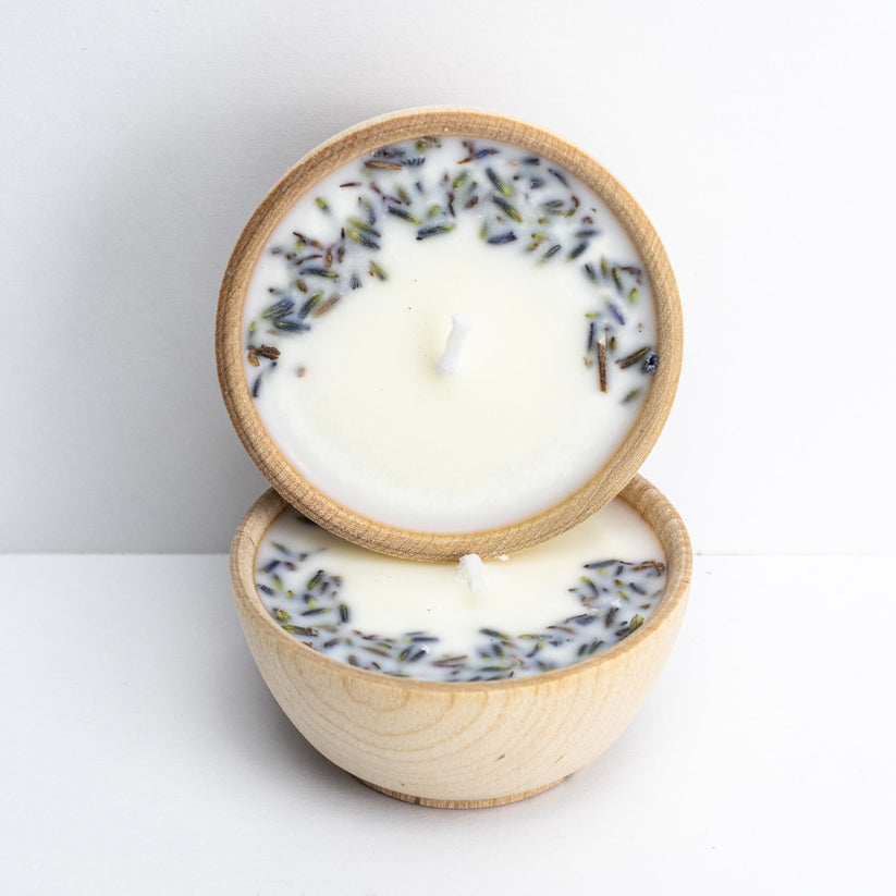 Set of Two Wooden Tea Lights - Essential Oil Candles – Megan's Pantry