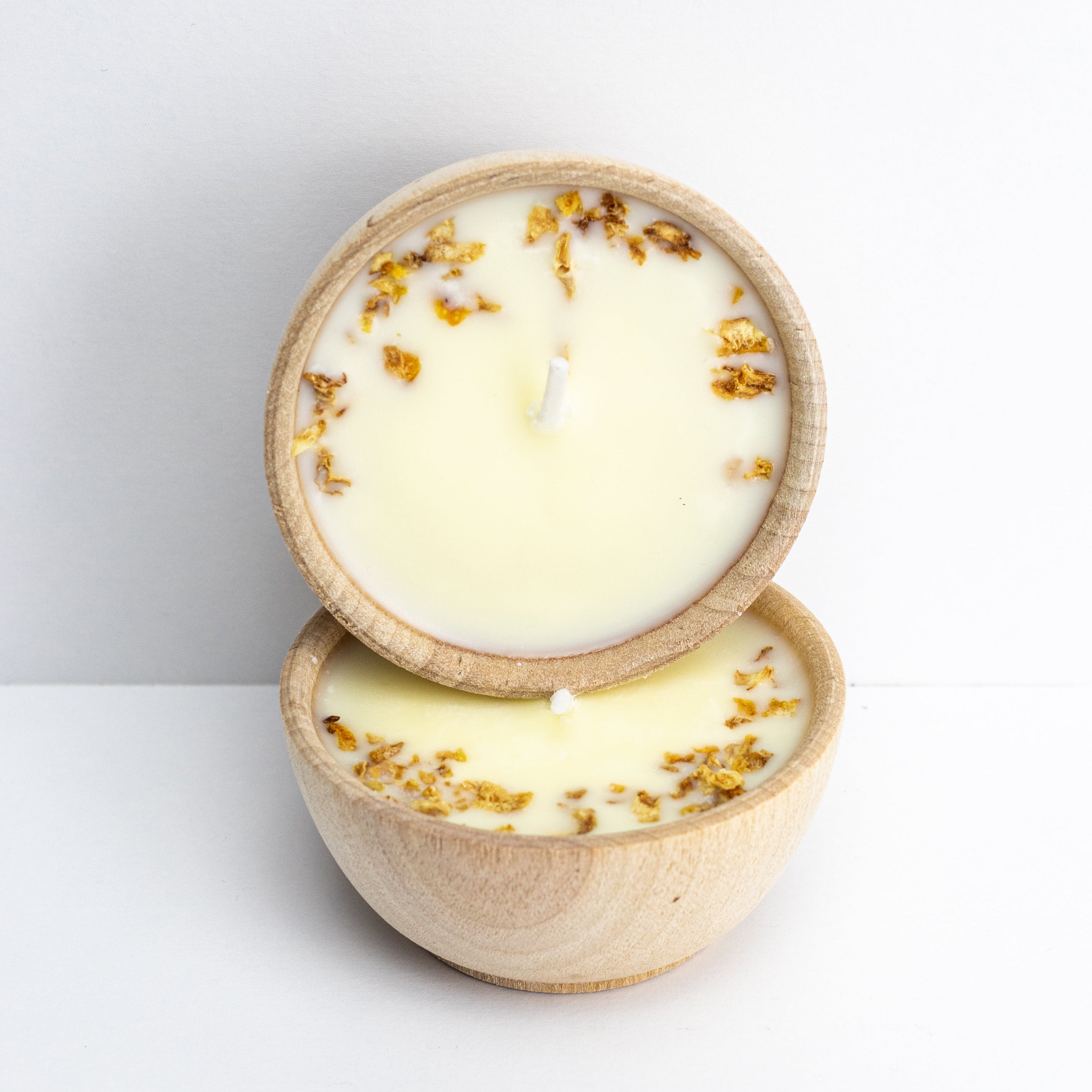 Set of Two Wooden Tea Lights - Essential Oil Candles – Megan's Pantry